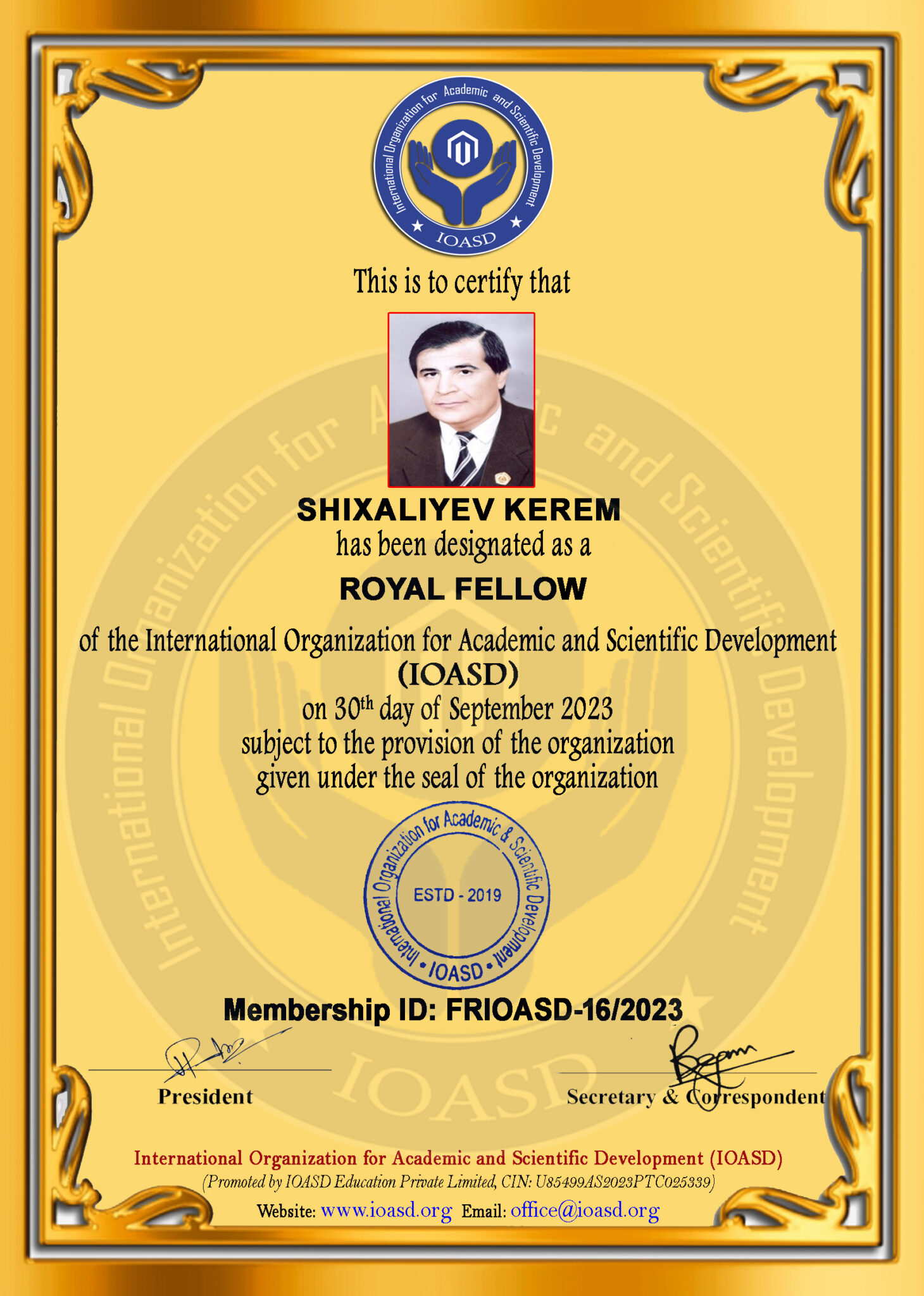Royal Fellows – International Organization for Academic and Scientific ...